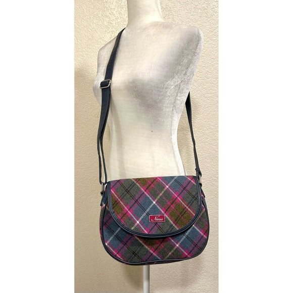 Ness | Bags | Ness Of Scotland Plaid Y2k Wool Blend Pinkgray Crossbody Bag | Poshmark
